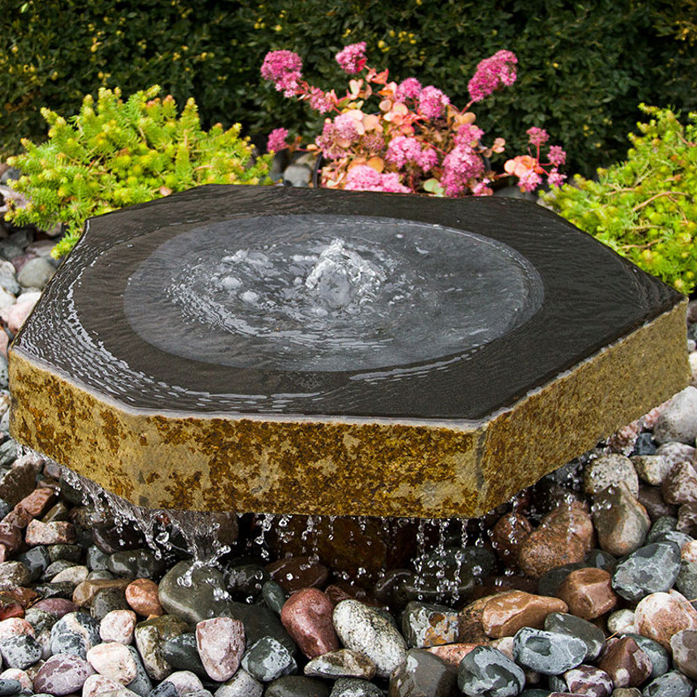 Basalt Bird Bath Stone Fountain – Soothing Company
