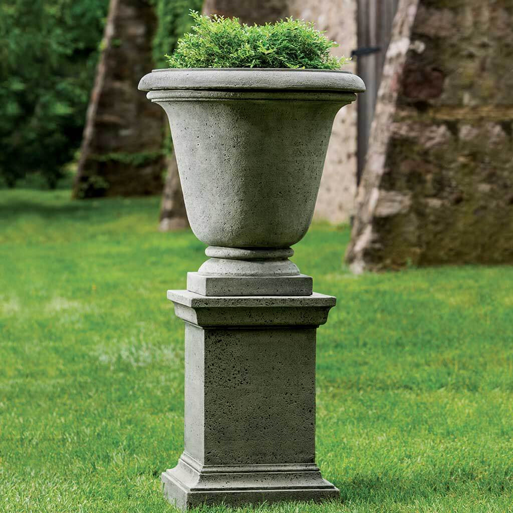 Rustic Hampton Urn with Greenwich Rustic Pedestal – Soothing Company