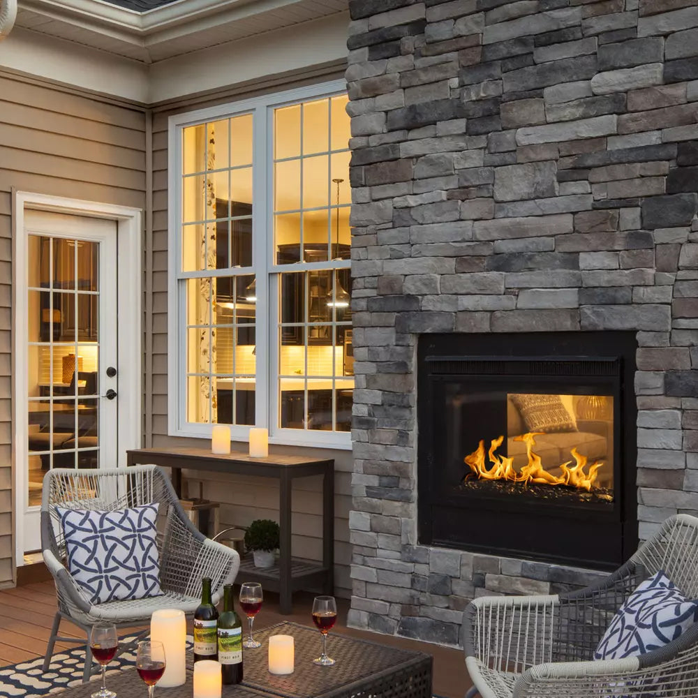 Twilight 36" Modern Indoor/Outdoor See-Through Gas Fireplace with Inte ...