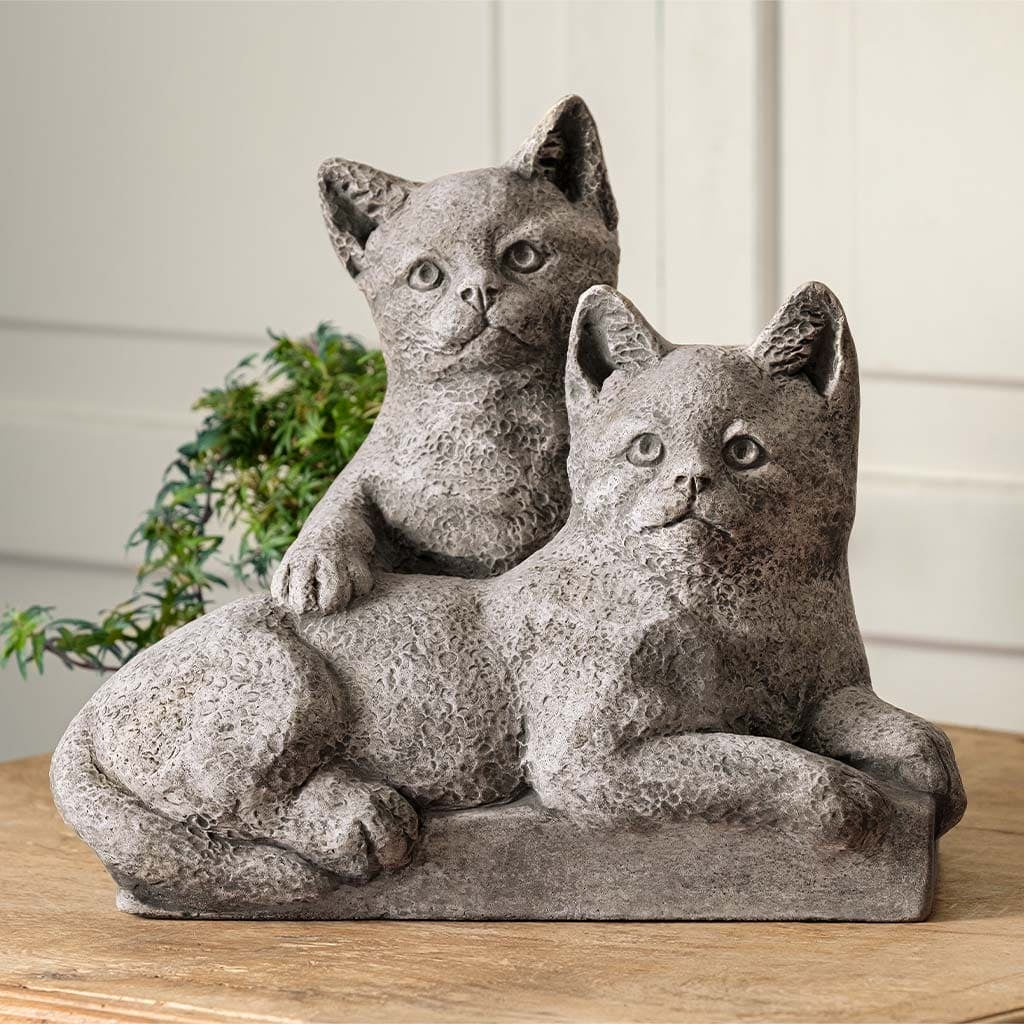 Twin Cats Cast Stone Statue – Soothing Company