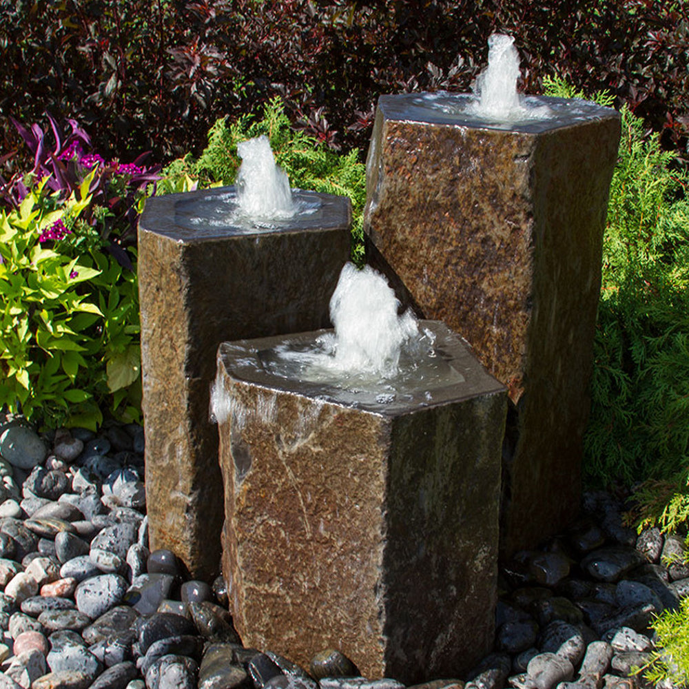 Hollowed-Out Basalt Column Outdoor Fountain – Soothing Company