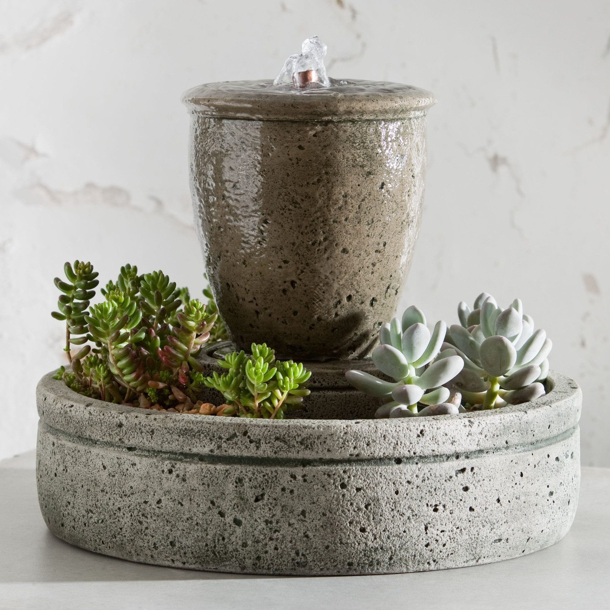 M-Series Rustic Spa Fountain with Planter – Soothing Company