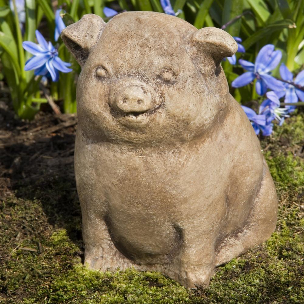 Piglet Cast Stone Garden Statue | Pig Statue – Soothing Company