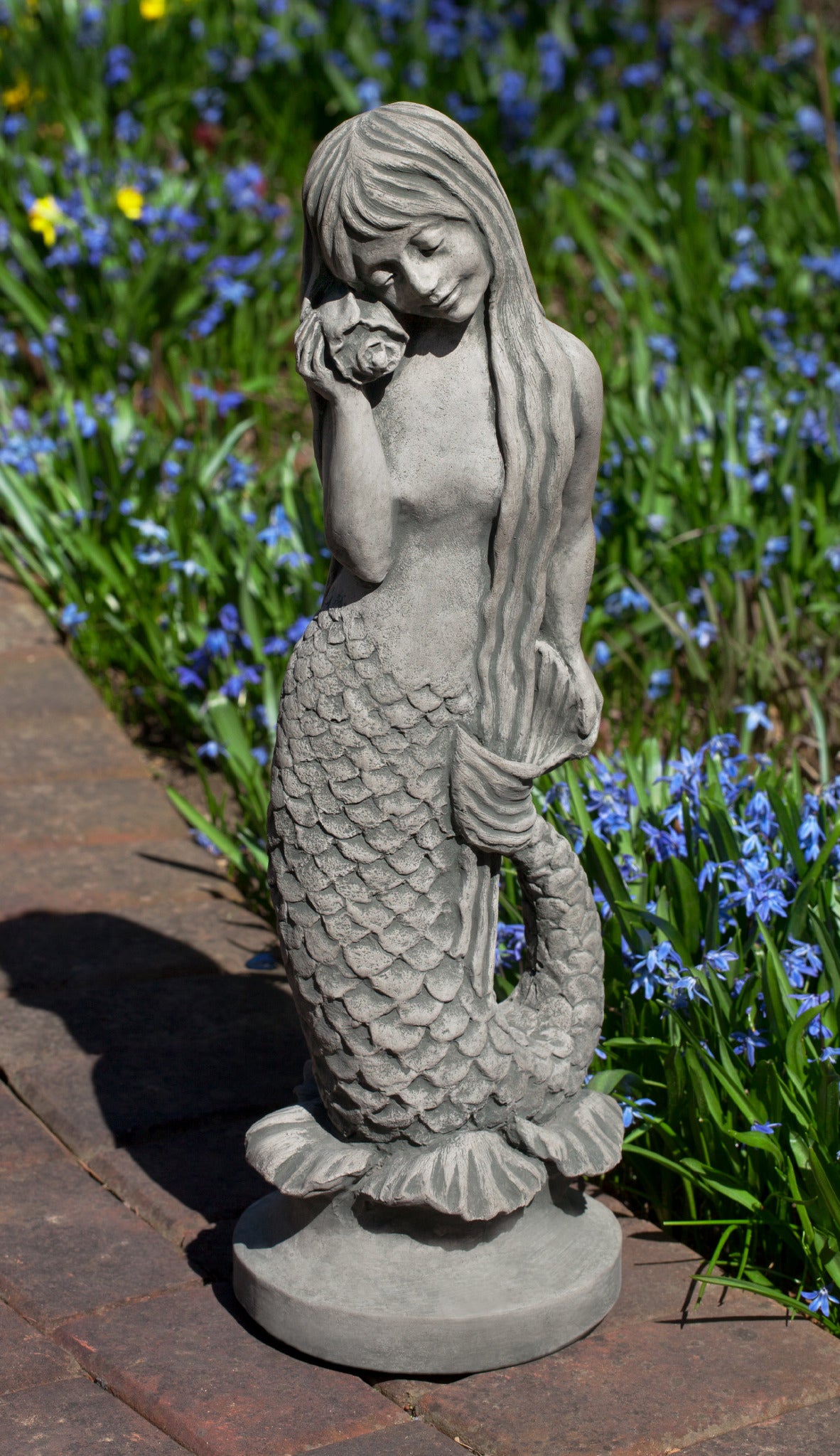 Standing Mermaid Cast Stone Garden Statue – Soothing Company